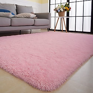 ELIOELIO Ucomn Super Soft Rug Indoor Modern Shag Area Rug Bedroom Silky Smooth Rugs Fluffy Anti-Skid Shaggy Area Rug Dining Living Room Kids Carpet (5' x 8', Pink)
