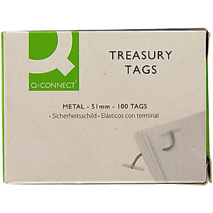 Q-Connect Metal Treasury Tag, 51 mm, Pack of 100, Green