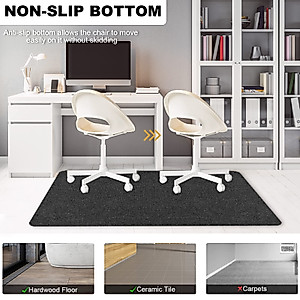 Office Chair Mat for Hardwood Floor, 47"x35" Computer Gaming Rolling Chair Mat Low-Pile Floor Protectors, Anti-Slip Computer Chair Mats for Home Office (47"x35", Brown)