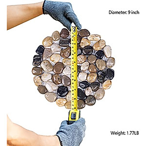 River Rock Stepping Stones Outdoor, Pavers Pebbles Polished Gravel for Garden Walkway Set of 6 (Roundness)