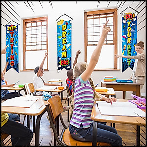 Chiisong 3 Pieces Hero Party Decorations Hero Wall Banners Hero Porch Signs Backdrops Inspirational Cityscape Photography Background for Hero Theme Birthday Party Baby Shower Classroom Decorations