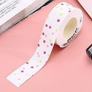 2 Packs Label Tape for KINGJIM LR5C Labeler Thermal Paper Laminated Tape for Office Supplies, 15mm x 4m/0.6inch x 13.1ft, Color Dot on White