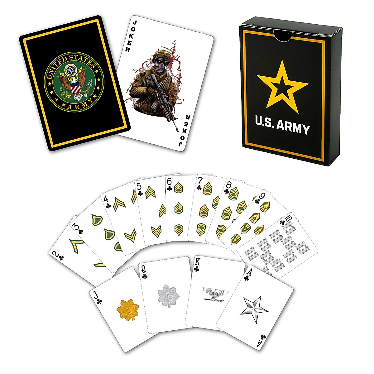 Military Gift Shop US Army Professional Quality Army Playing Cards - Great for Game Night - US Army Gifts for Veterans | Disabled USMC Vet Owned Small Business