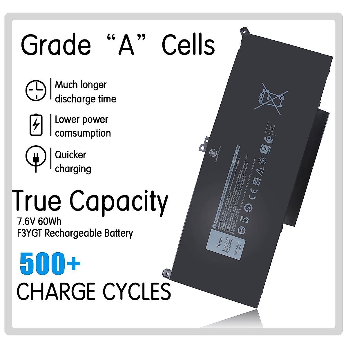 F3YGT 7480 DM3WC Battery for Dell Latitude 7480 7390 7280 7290 7380 7490 E7280 E7480 E7490 12 7000 13 7000 14 7000 Series P73G P73G002 P29S002 ODM3WC DM6WC 2X39G KG7VF 451-BBYE 453-BBCF f3ygt