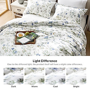 TINA'S HOME Duvet Cover Queen Size - Reversible Floral Duvet Cover Set with Zipper Closure - 3 Pieces Bedding Set, 1 Duvet Cover 90"x90" & 2 Pillow Shams 20"x26"