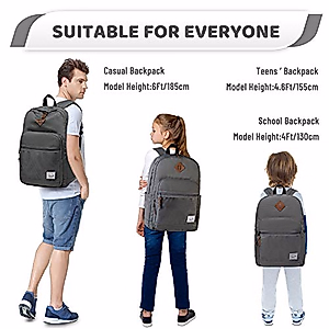 VASCHY School Backpack, Water Resistant Lightweight Casual Backpack for Men Women with Padded Laptop Sleeve Dark Gray