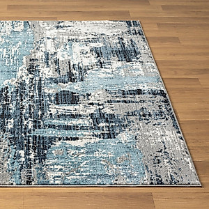 LUXE WEAVERS Abstract Distressed Blue 8x10 Area Rug