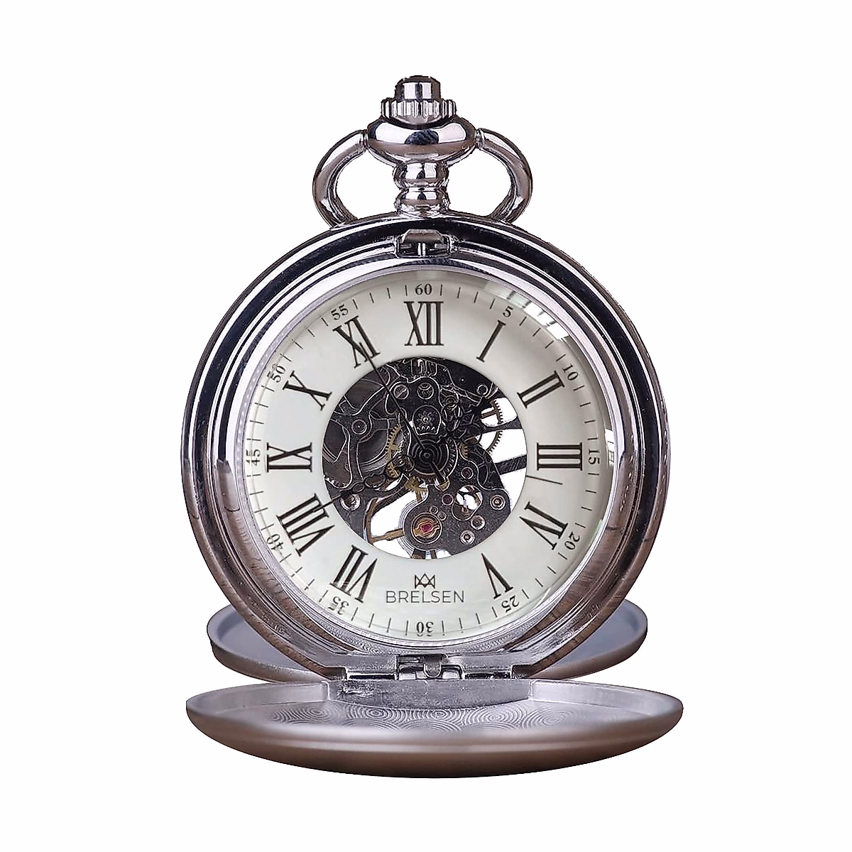Brelsen Royal Silver Double Hunter Mechanical Pocket Watch