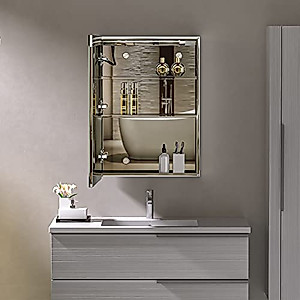 Seenvlog Bathroom Medicine Cabinet with Lights, LED Mirror Medicine Cabinet, Defogger, Dimmer, Memory Function, 20" x 28" Lighted Medicine Cabinet, Surface Mount