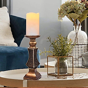 QUABUY Resin Candle Holders (Set of 3) Small 8", Medium 10", Large 12" (H). Ideal for Home Decorations for Living Room, Dining Room Table, Weldings, Parties, Special Events ( Gold )