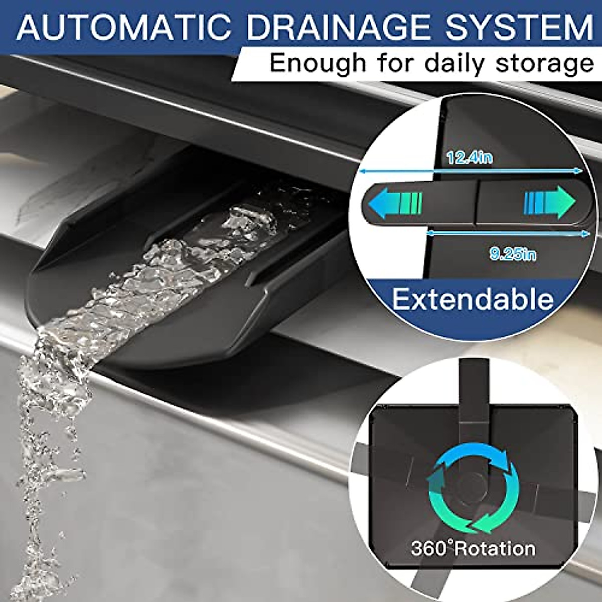 Dish Drying Rack, Aluminum 2-tier Multifunctional 7-in-1 Dish Racks for Kitchen Counter with Drainboard, Rustproof Detachable Large Capacity Dish Drainer with Wine Glass Holder, Utensil&knife Holder