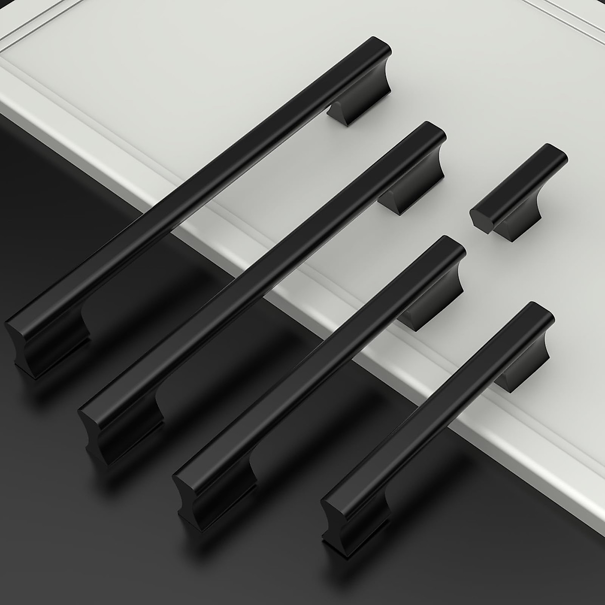 Asidrama 10 Pack 5 Inch(128mm) Matte Black Kitchen Cabinet Handles, Cabinet Pulls Kitchen Cabinet Hardware Cupboard Handles Drawer Pulls