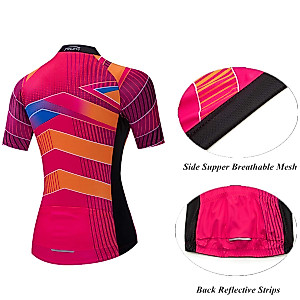 PSPORT Women's Cycling Jersey Set,Ladies Short Sleeve Bike Clothing Biking Jerseys