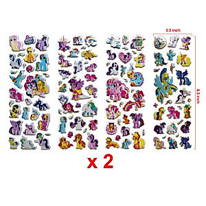 My little Pony Stickers︙200 Puffy Stickers︙8 Sheets Party Favors︙Kids’ Favorite 3D Cute Stickers and Teacher Stickers︙ including Rainbow Dash, Twilight Sparkle, Pinkie Pie, Rarity, Fluttershy and More