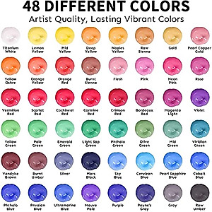 Acrylic Paint Set, 48 Colors (2 oz/Bottle) with 12 Art Brushes, Art Supplies for Painting Canvas, Wood, Ceramic & Fabric, Rich Pigments Lasting Quality for Beginners, Students & Professional Artist