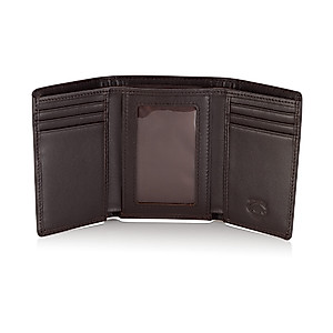 Stealth Mode Men's Leather Trifold Wallet with Airtag Holder and RFID Blocking (Coffee)