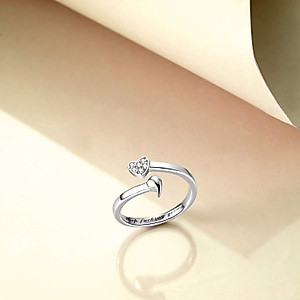 AXELUNA 925 Sterling Silver Ring Keep Going Semicolon Ring Inspirational Gifts for Women (10)