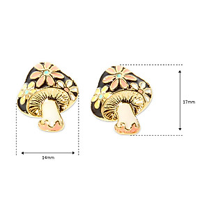 LAONATO Epoxy Mushroom Stud Earrings for Women Black Purple Red (Black)