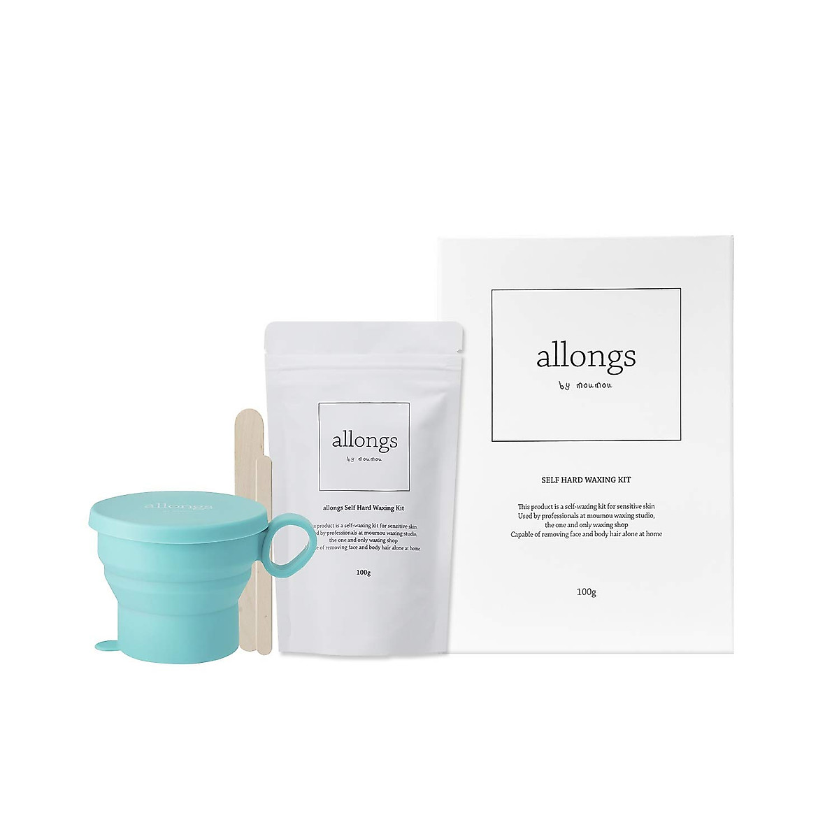 Allongs Self Hard Waxing Kit, Hair Removal for ALL Hair Types, Stripless, Hard Wax Beads, Easy to Store, Reusable, At Home