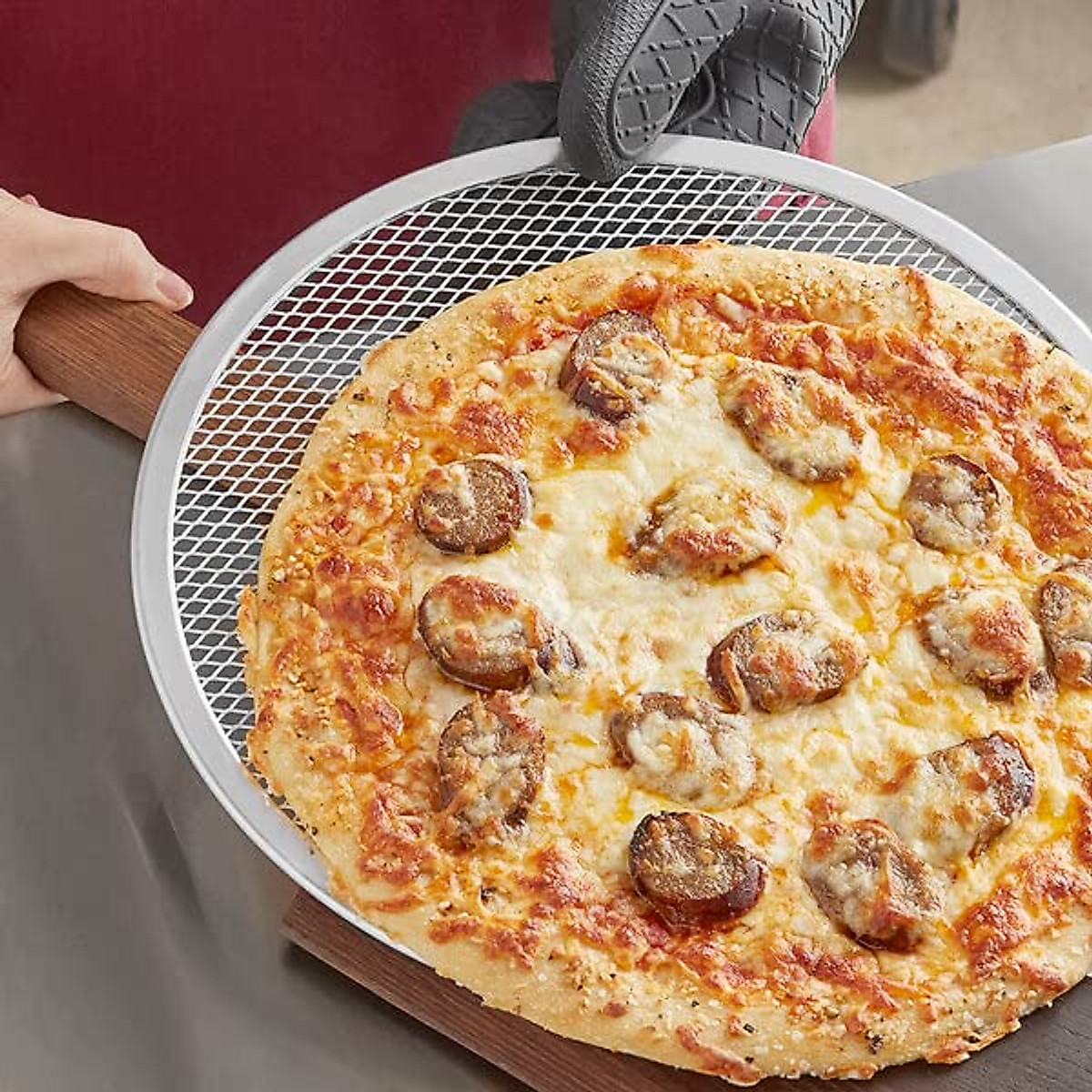 Bits N Things Pizza Screen 12 inch Seamless Round, 2 Pack Aluminum Mesh Pizza Screen, Baking Tray for Home Kitchen Restaurant