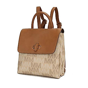 Mia K Collection Backpack Purse for Women & Teen Girls – PU Leather Top-Handle Ladies Fashion Travel Multi Pocket Beige