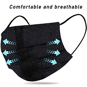 Kids Face Masks Disposable Mask 100 Pcs Children Sized Breathable Mouth Cover Black Face Mask for Kids