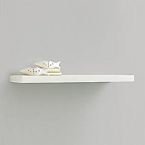InPlace Shelving, White 0191408 35.4 in W x 10.2 in D x 2 in H Floating Wall Shelf with Invisible Brackets, x x