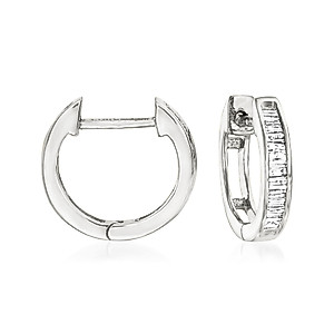 Ross-Simons 0.10 ct. t.w. Diamond Huggie Hoop Earrings in Sterling Silver