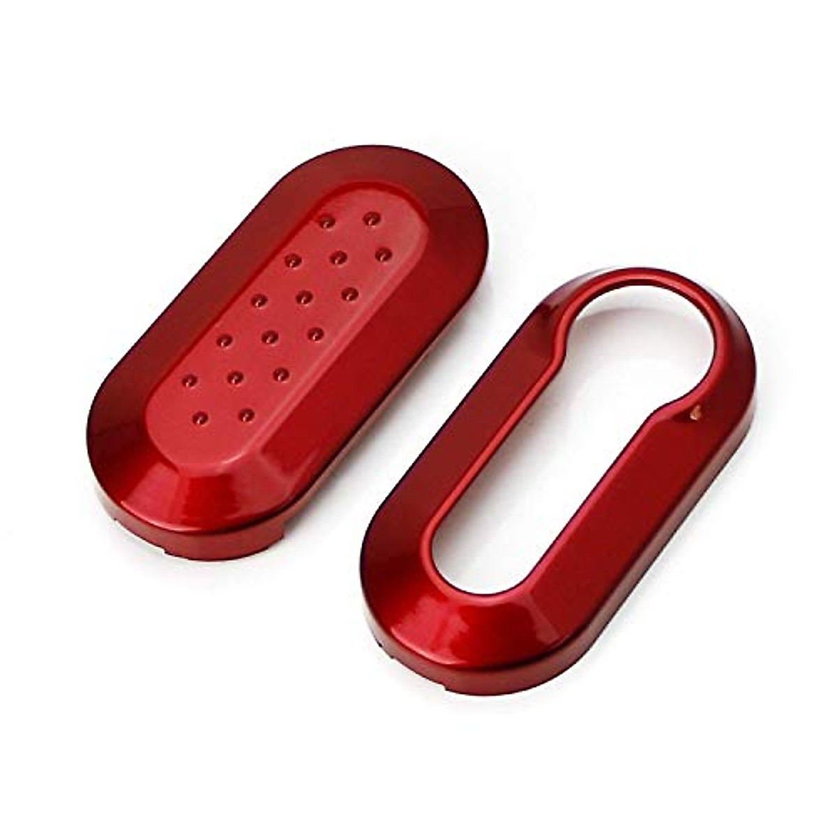 iJDMTOY (1) Exact Fit Gloss Metallic Red Smart Remote Key Fob Shell Compatible With FIAT 500 500L 500X Abarth 3-Button Folding Blade Key