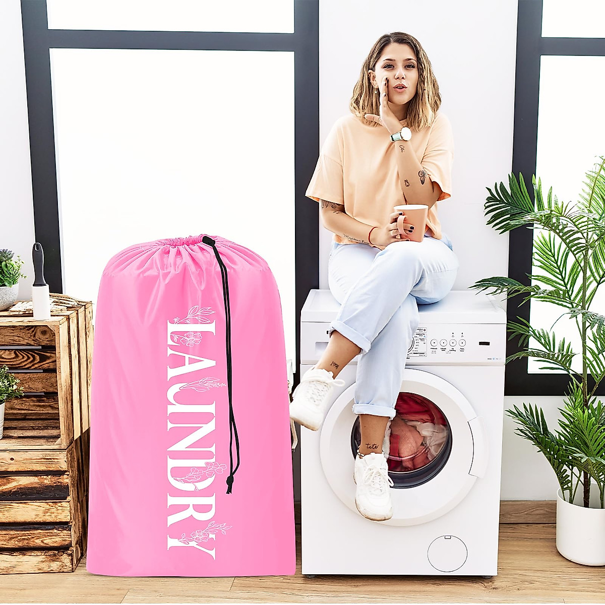 Sylfairy Laundry bags, 2 Pack Travel Laundry Bag for Dirty Clothes with Drawstring, Heavy Duty Laundry Bag for Traveling Camping, Easy Fit a Laundry Hamper or Basket Travel Essentials