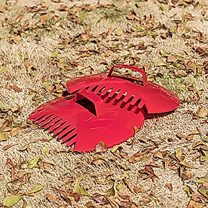 Gardenised Decorative Pair of Leaf Scoops, Hand Rakes for Lawn and Garden Cleanup, Red