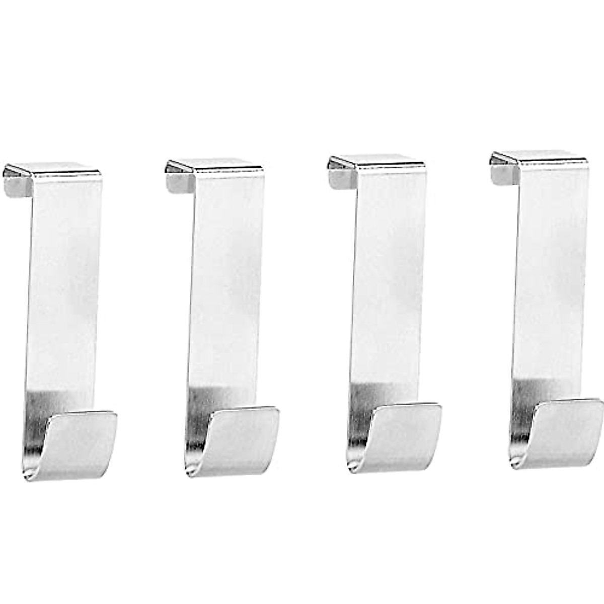 Woooow Pack of 4 Stainless Steel Reversible Over Door Cabinet Drawer Hooks Office Kitchen Towel Coat Hooks Rack, Silver
