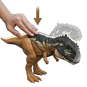 Mattel Jurassic World Dominion Roar Strikers Dinosaur Action Figure with Roaring Sound & Attack Action, Skorpiovenator Dino Toy Includes Digital Play