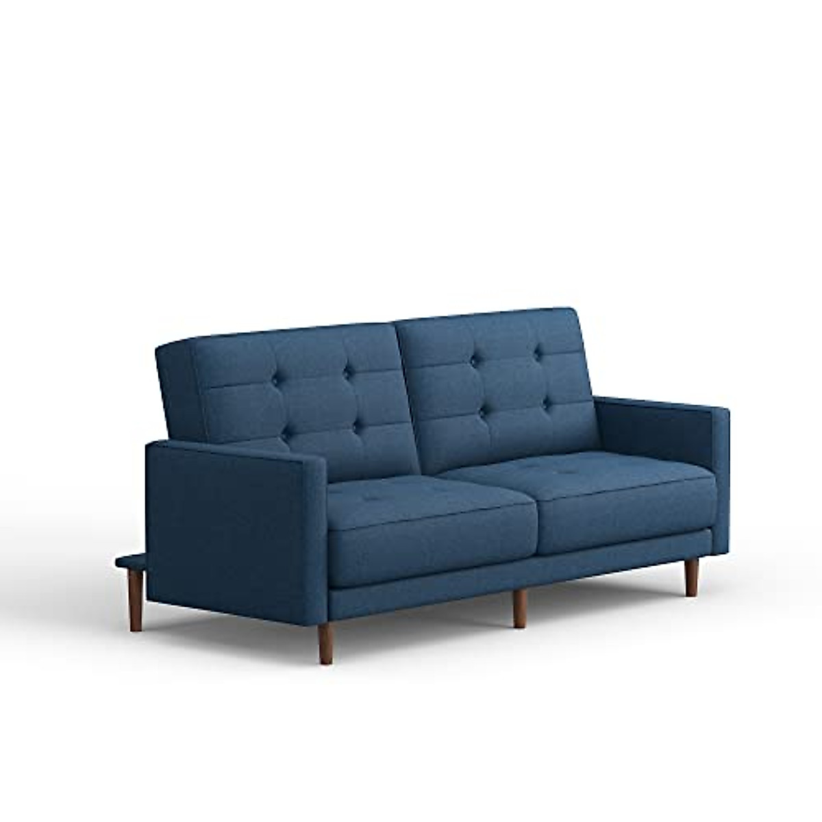 Glenwillow Home 81.5" Mies Square Arm Sleeper Sofa with 8-Button Tufting in MCM Vintage Design in Blue