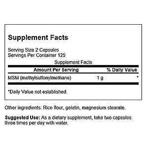Swanson Msm 500 Milligrams 250 Capsules (2 Pack)