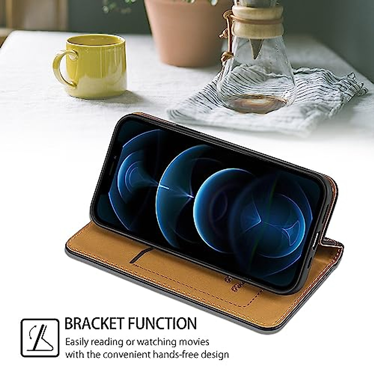 Arseaiy Case for Oppo Reno 6 Pro Plus 5G/Reno 6 Pro 5G（Snapdragon） Flip Phone Case Shockproof PU Leather Wallet Case Cover with Card Holder Kickstand Shell Black