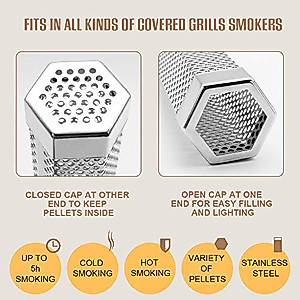 Pellet Smoker Tube 6 &12 inch Smoke Tube - Stainless Steel Wood Tube - Suitable for Any Grill or Smoker - Adds Delicious Wood Smoke Flavor on Your Barbecue Food (6 &12 inch)