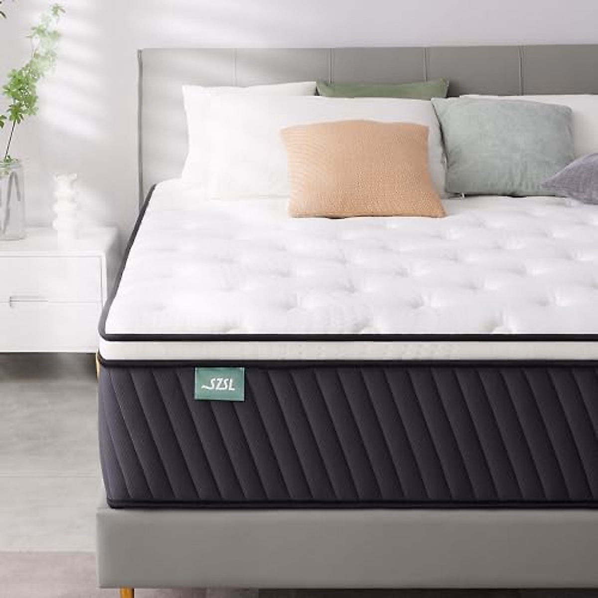 Full Size Mattress, SZSL 12" Hybrid Memory Foam and Individual Pocket Springs Mattress for Comfy Support and Pressure Relief, Medium Firm Mattress in a Box, Motion Isolation, CertiPUR-US Certified