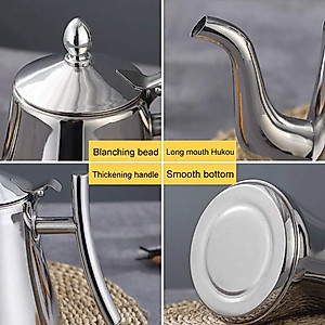 1L/1.5L Stainless Steel Water Kettle TeaPot Thicker With Filter Hotel Tea Pot Coffee Pot Induction Cooker Tea Kettle Gold Silver (1L gold)