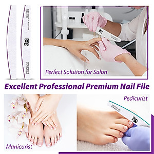 180 Grit Nail File - 3R Factory Emery Boards for Nails, Double Sided Nail Files for Natural Nails, Limas 100/180 Board Nail Files for Acrylic Nails (10pcs Pack)