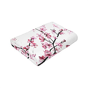 Pink Floral Ultra-Soft Micro Fleece Blanket Durable Keeps Warm The Office Blanket for All Seasons and Scene 60x50 Inch