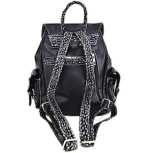 WESTERN ORIGIN Sugar Skull Day of the Dead Daypack Concealed Carry Backpack Fashion Women Travel Biker Purse Wallet Set (#1 Black Set)