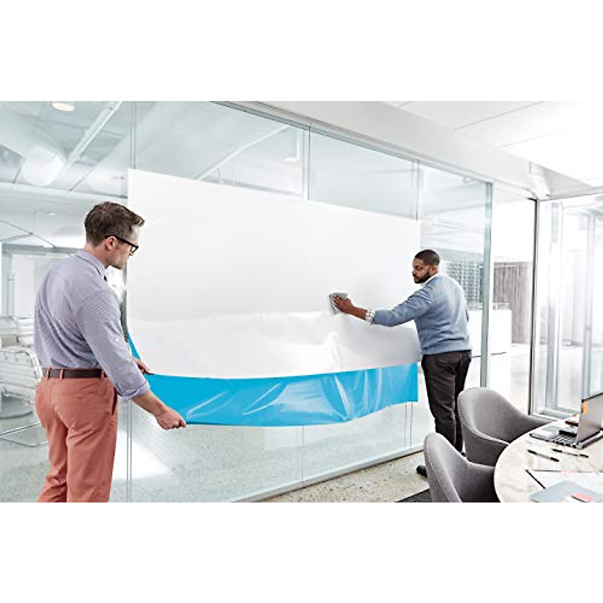 Post-it Dry Erase Whiteboard Film Surface for Walls, Doors, Tables, Chalkboards, Whiteboards, and More, Removable, Stain-Proof, Easy Installation, 50 Ft x 4 Ft (DEF50X4)