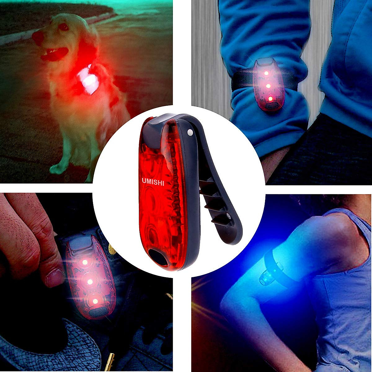 UMISHI LED Safety Light (6 Pack), Clip On Strobe Running Lights for Runners, Walking, Bicycle, Dog Collar, Stroller, Best Night High Visibility Accessories for Your Reflective Gear