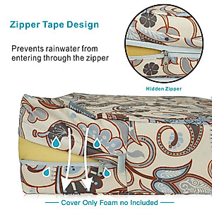 NettyPro Patio Furniture Cushion Covers Replacement Set 4 Water Repellent UV Resistant Outdoor Chair Seat Cushion Slipcover with Zipper and Tie, Replacement Cover Only, 22 x 20 x 4 Inch