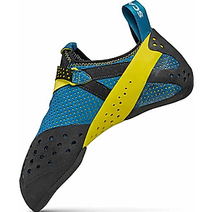 SCARPA Furia Air Rock Climbing Shoes for Sport Climbing and Bouldering - Specialized Performance for Sensitivity and Breathability - Baltic Blue/Yellow - 7-7.5