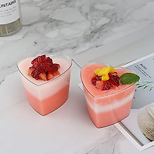 50pack Plastic Dessert Cups with 50 Spoons 5oz Mini Appetizer Cups Shooter Parfait Cups Shaped Heart Serving Bowls for Party Events Catering