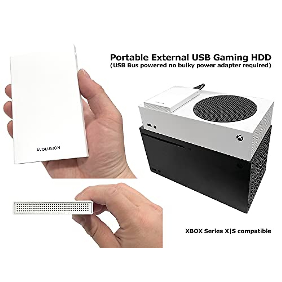 Avolusion HD250U3-WH 1TB USB 3.0 Portable External Gaming Hard Drive (for Xbox Series X|S, Pre-Formatted) - 2 Year Warranty