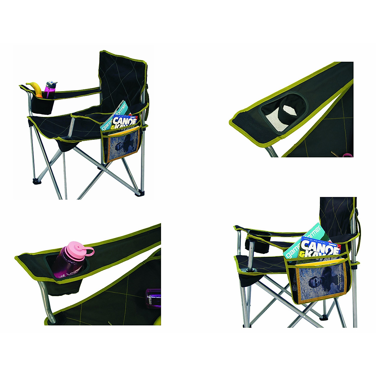 TravelChair Big Kahuna Chair, Supersized Camping Chair, 800lb Capacity, Brown/Lime, One Size (599)
