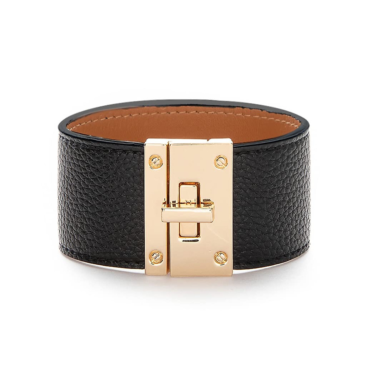 Rantanto Braid Leather Wrap Bracelet Trendy Stackable Crystal Cuff Boho Gold Heart Bracelet Jewelry Gift For Women, Wide Black